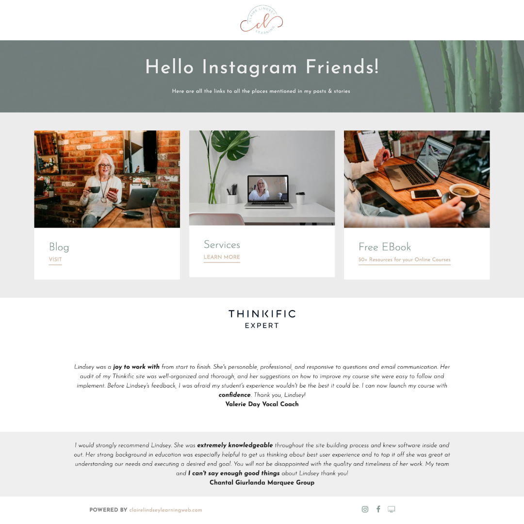 How You Can Optimize Your Instagram Bio Link : Claire Lindsey Learning ...